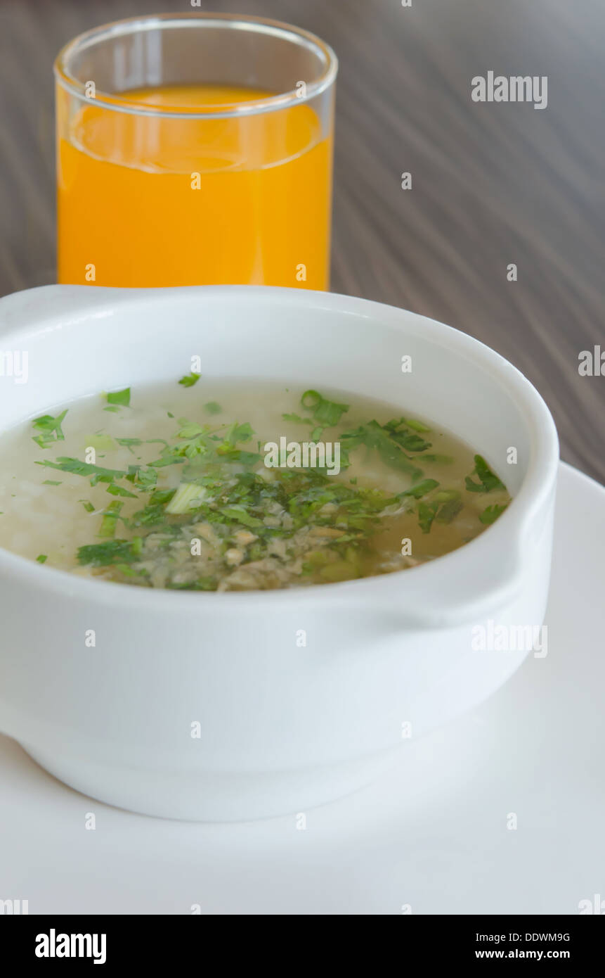 Rice soup with mince pork and vegetable Stock Photo - Alamy