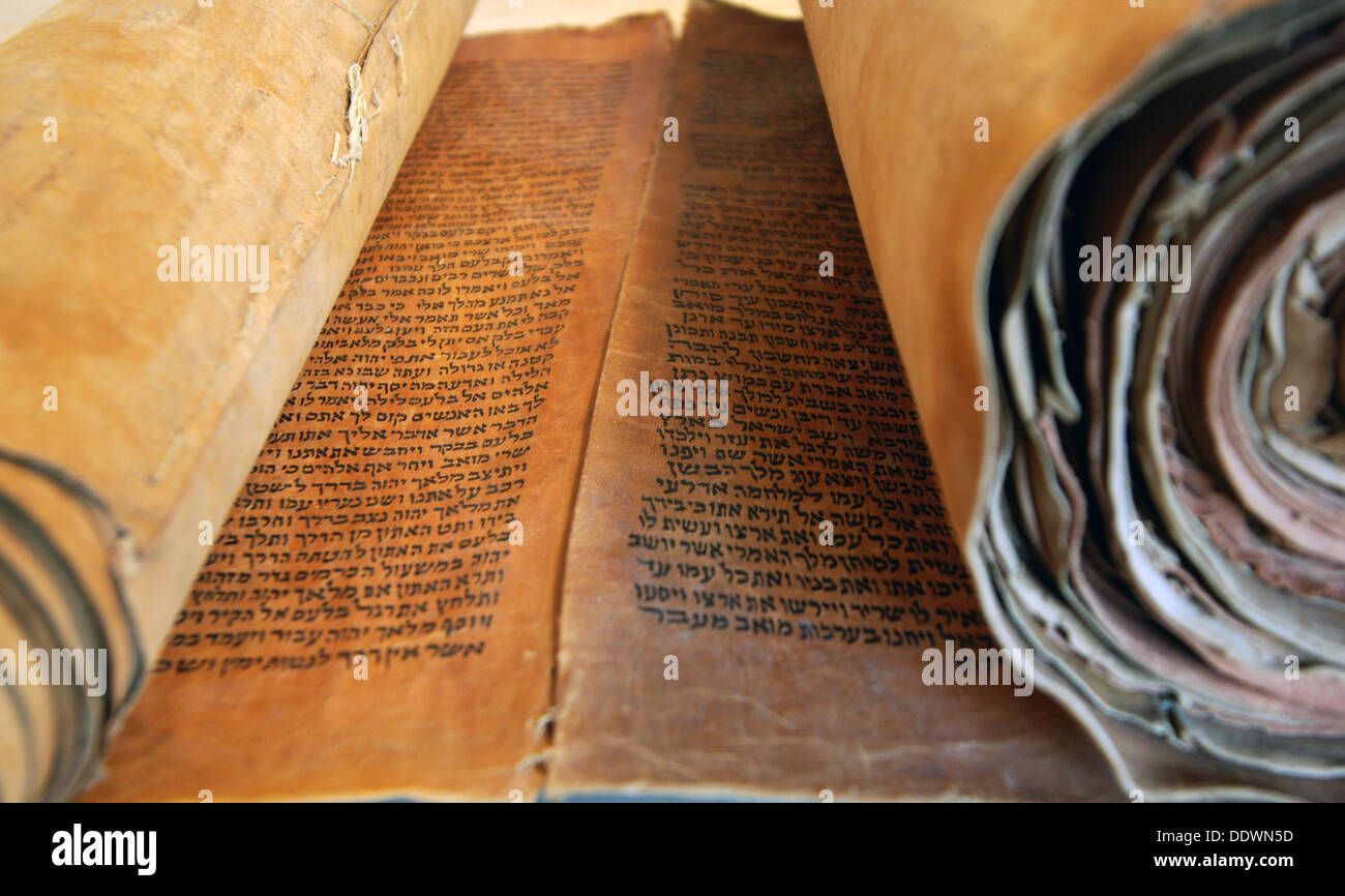 Ancient handwritten Torah scrolls from Yemen Stock Photo - Alamy