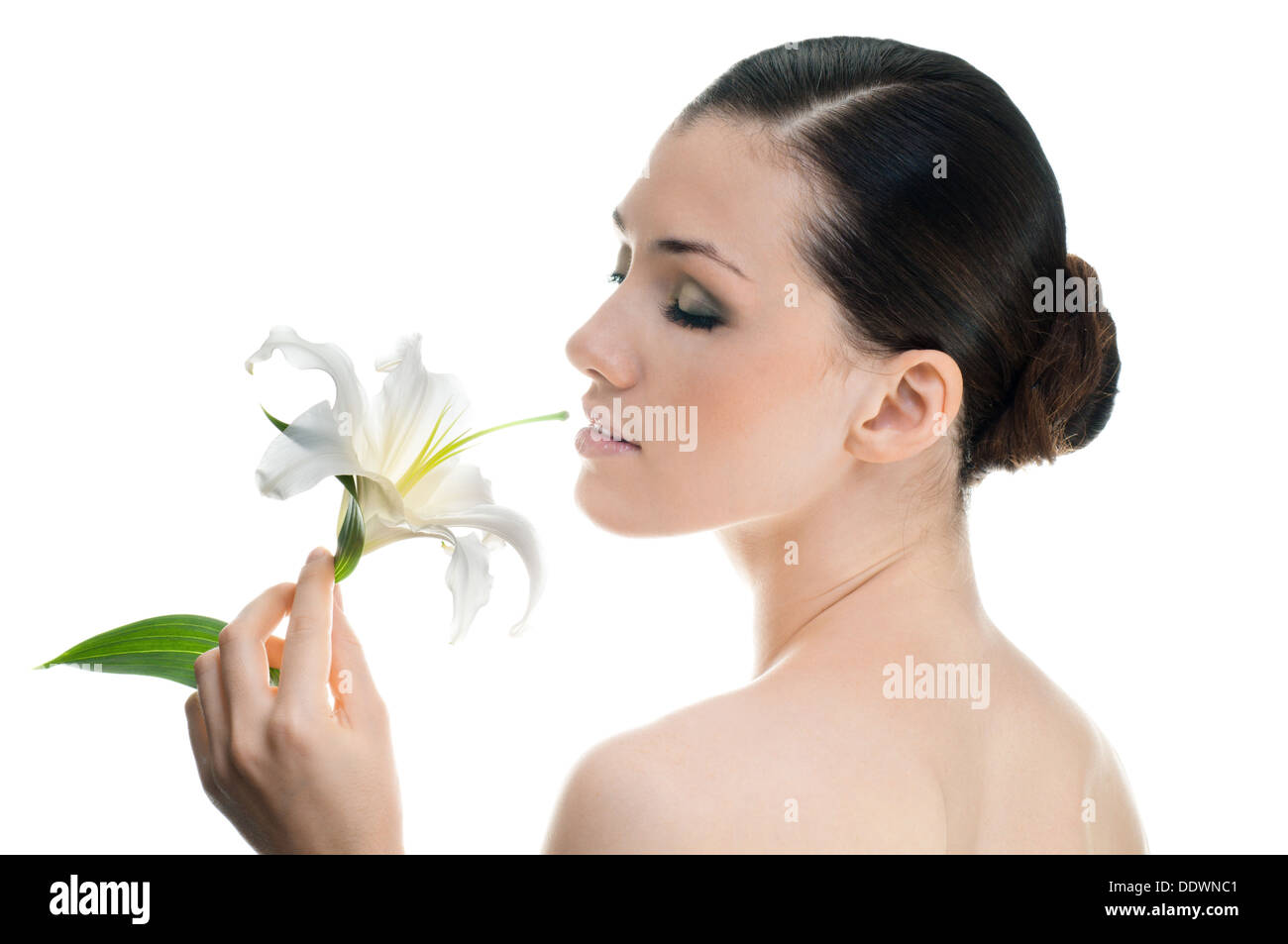 beauty flower girl on the white background Stock Photo - Alamy