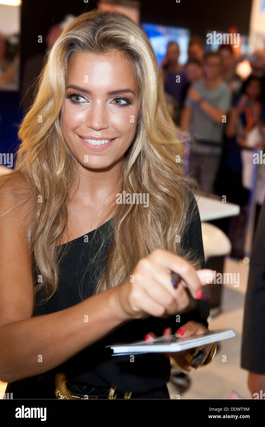 Dutch model Sylvie van der Vaart poses at the Philips booth at the IFA ...