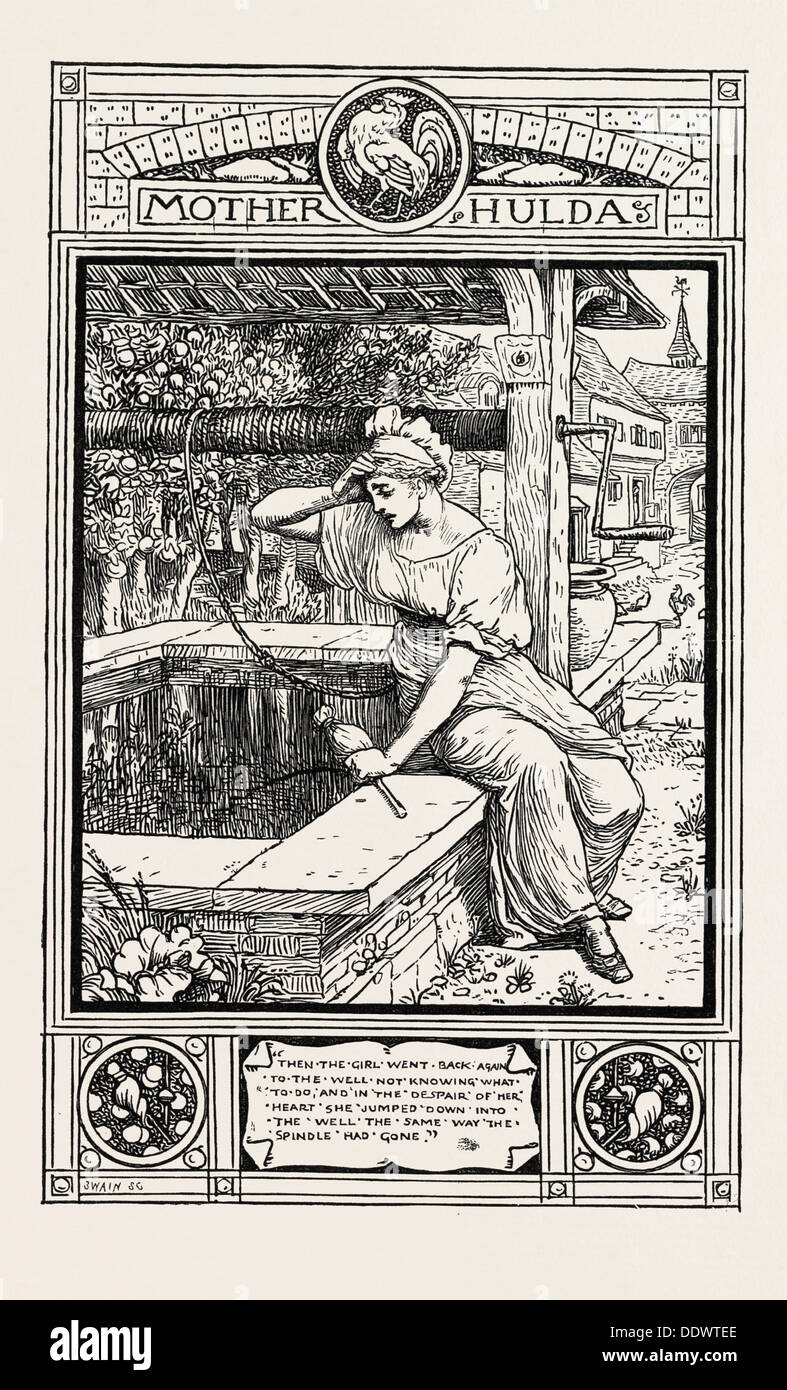Mother Hulda. From Grimm's Household Stories, ENGRAVING 1882 Stock ...