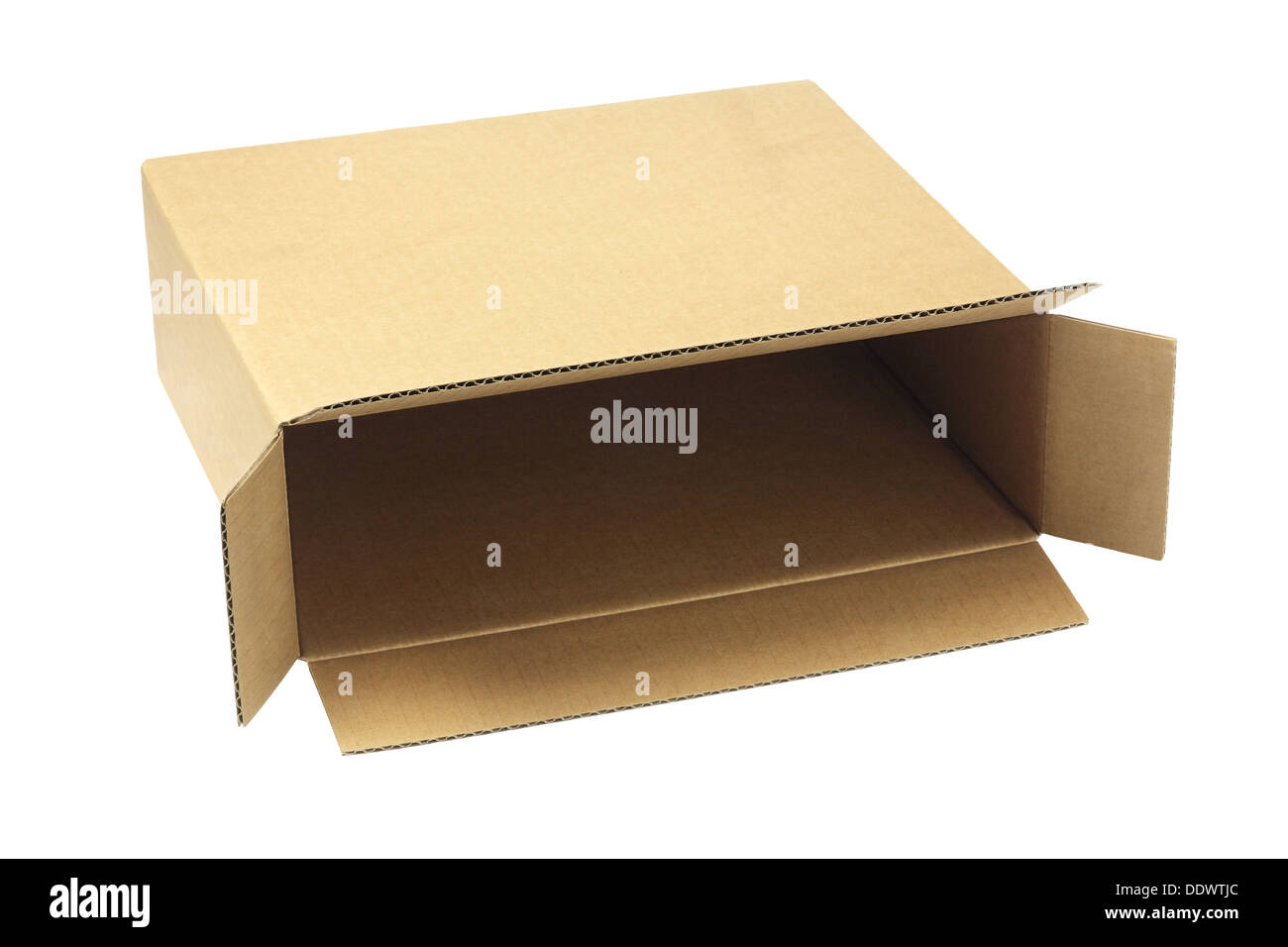 Open Brown Paper Box Lying On White Background Stock Photo - Alamy