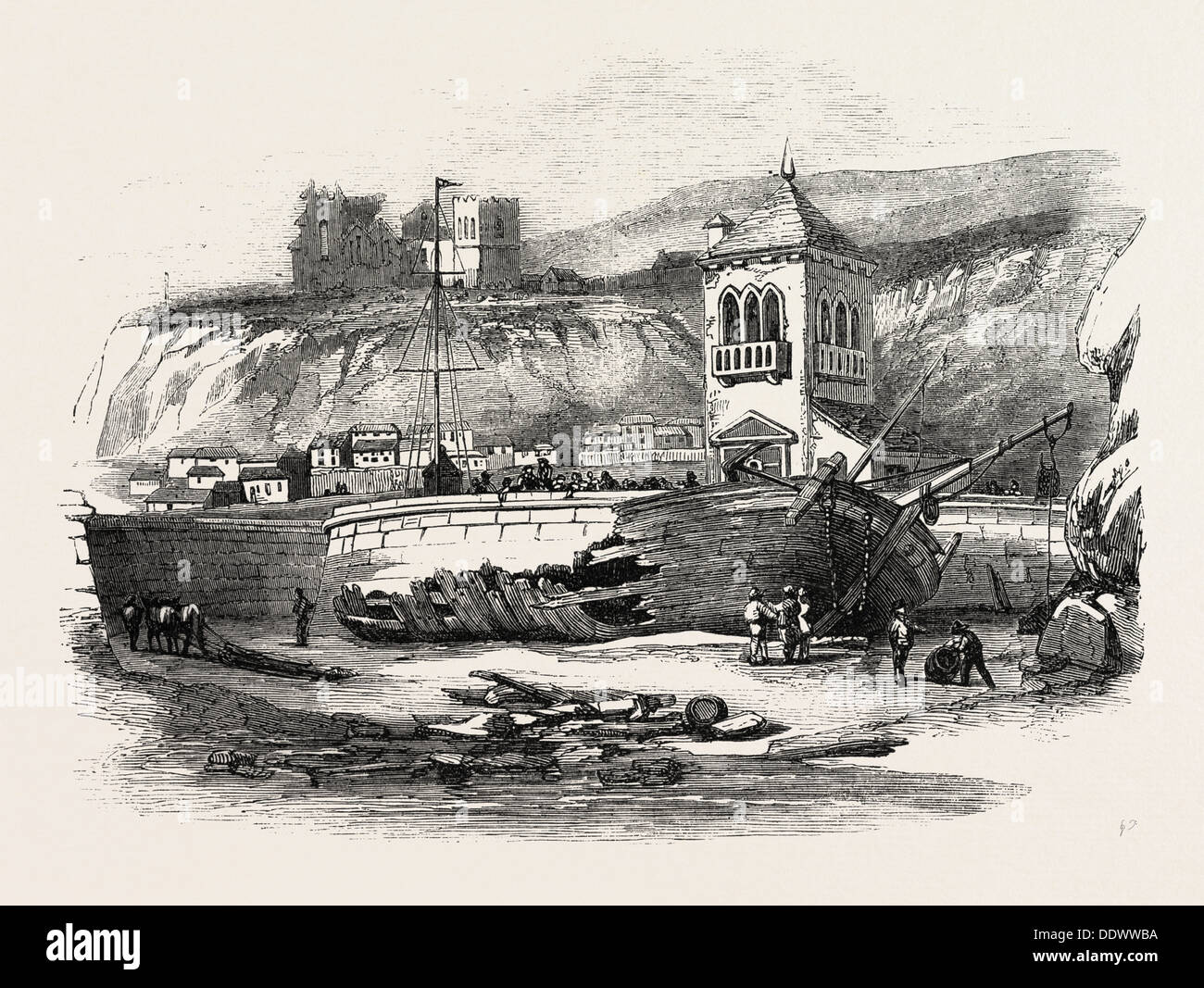 WRECK OF THE BRIGS "MARY" AND "HOPE," AT WHITBY, YORKSHIRE, UK Stock ...