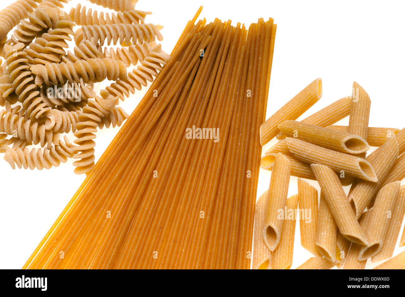 Collection of Whole wheat Pasta isolated on white Stock Photo - Alamy