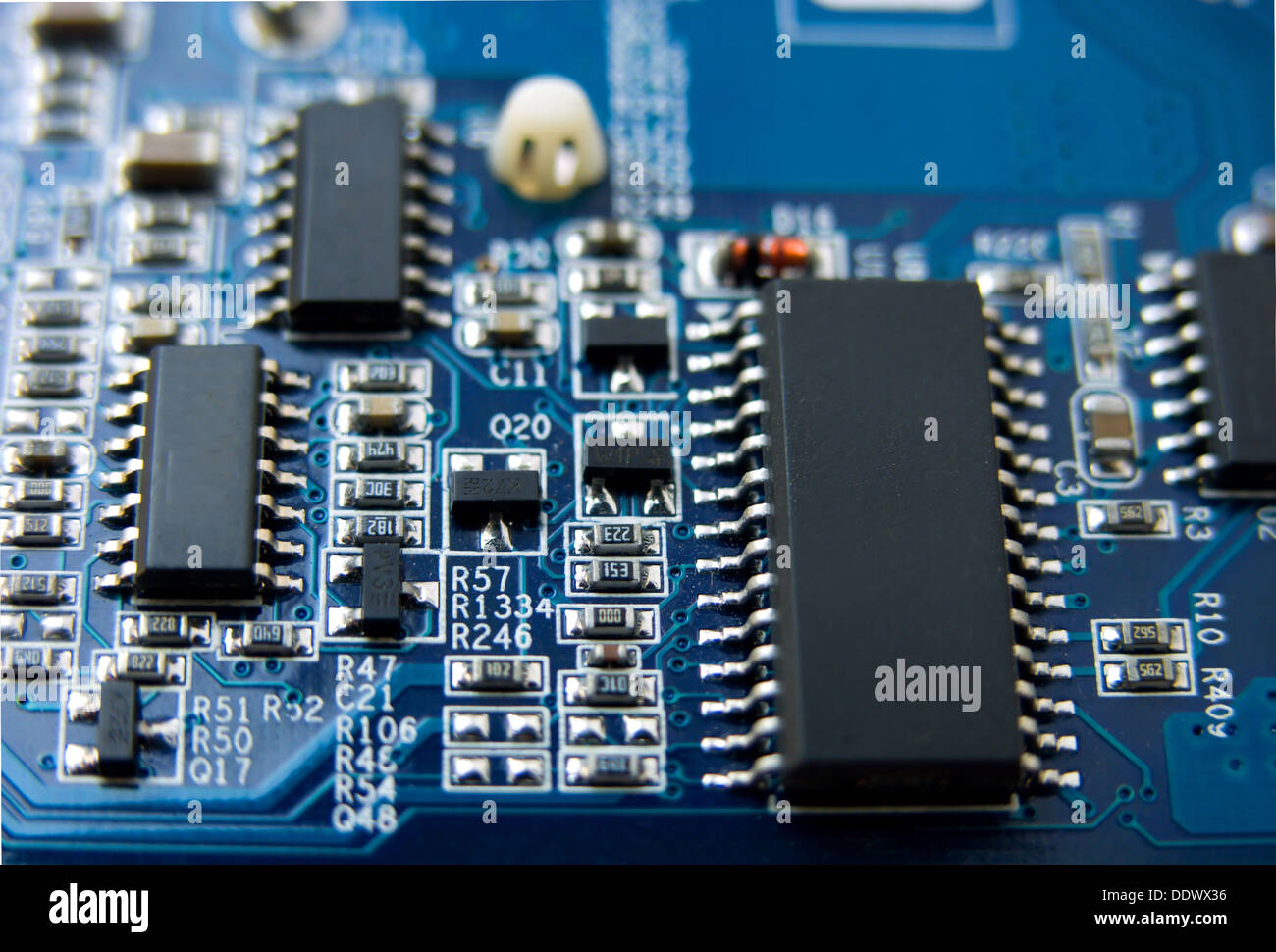 Close-up photo of view of blue electronic circuit Stock Photo - Alamy