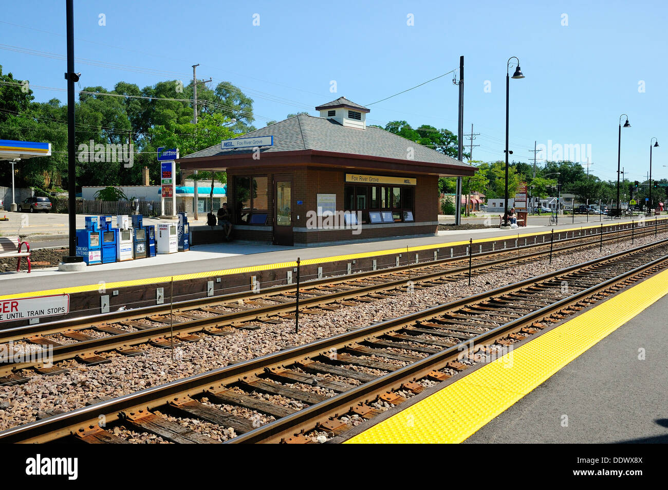 Suburban Metra Train Station in Fox River Grove, Illinois, USA. NW Line ...