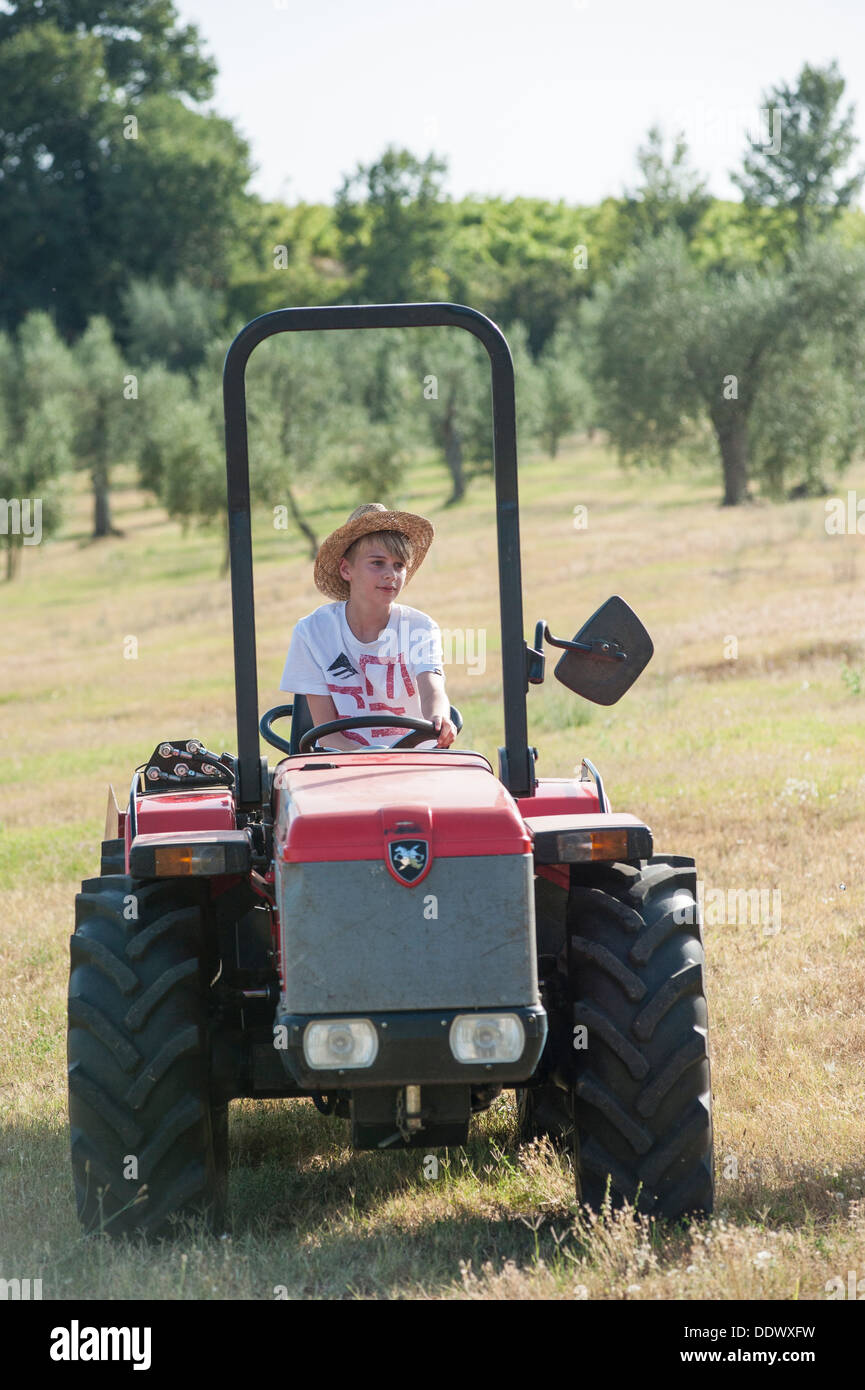 Boy driving tractor hi-res stock photography and images - Alamy