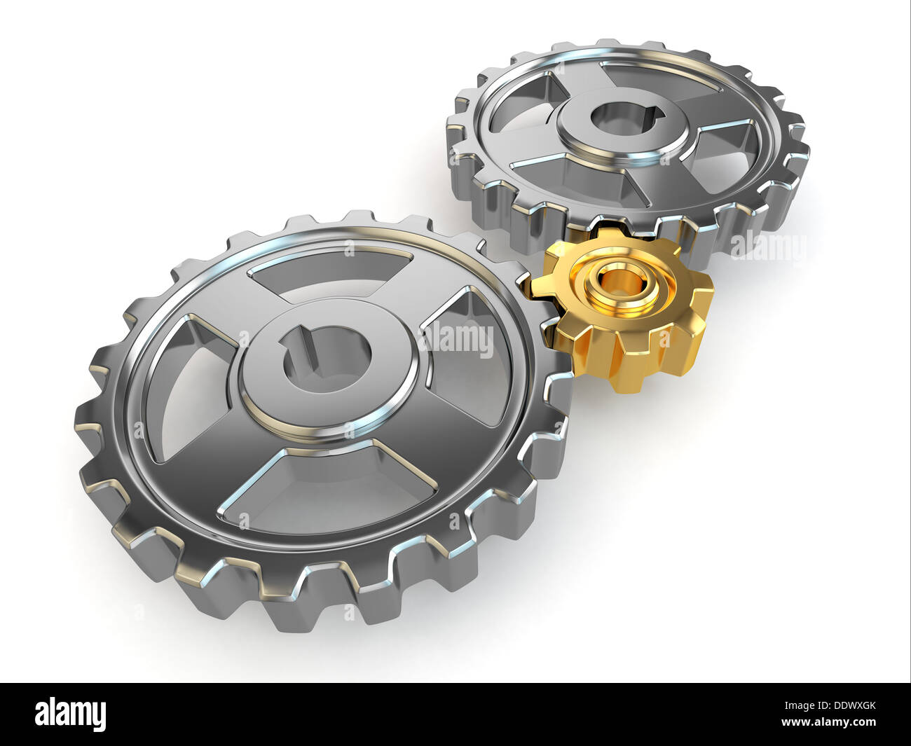 Concept, Main gear in mechanism on white isolated background. 3d Stock ...