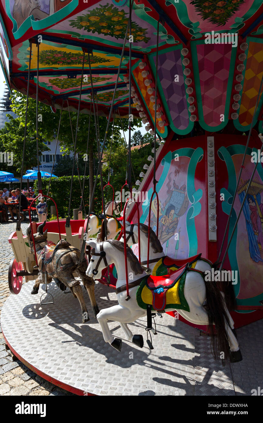 Old Horse Carousel, Merry Go Round, Chiemgau Upper Bavaria Germany ...
