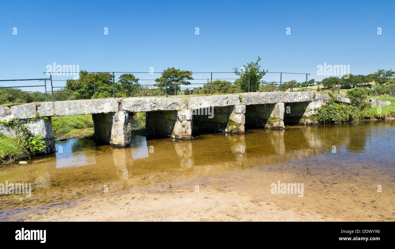 Delphi Clapper Bridge near St Breward on Bodmin Moor Cornwall England ...
