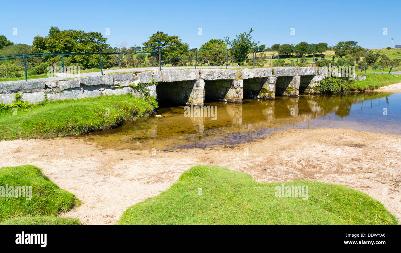 Delphi Clapper Bridge near St Breward on Bodmin Moor Cornwall England ...
