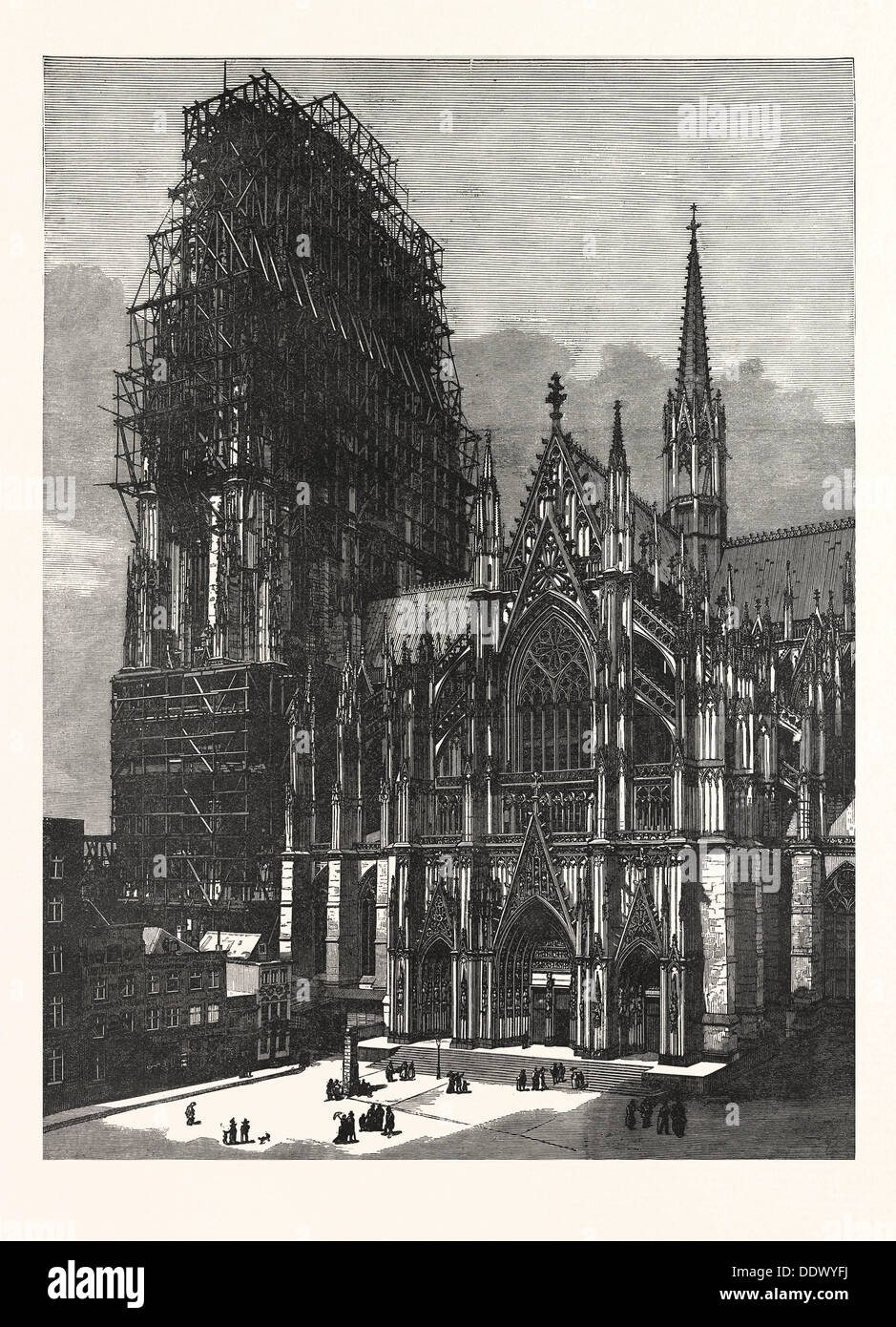 COLOGNE CATHEDRAL, FINISHED AFTER SIX CENTURIES, engraving 1880 ...