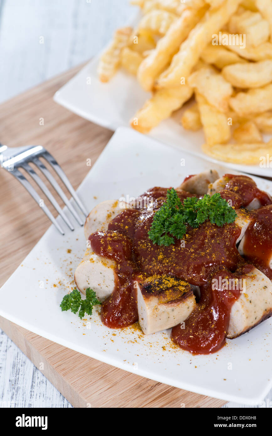 Fresh made German Currywurst photo Stock Photo - Alamy
