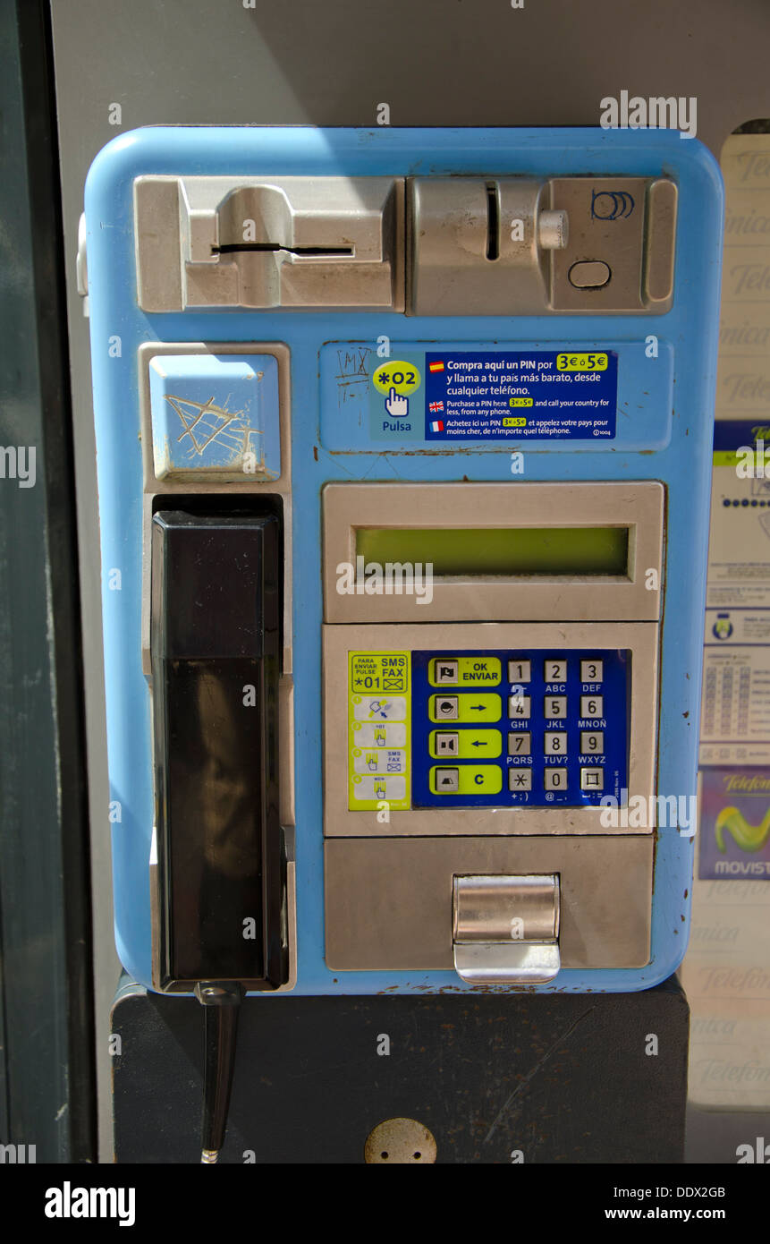 Inside a phone booth in Spain Stock Photo - Alamy