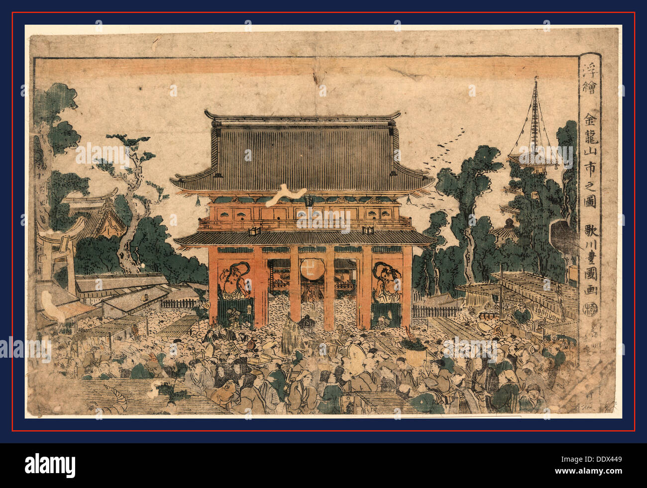 Ukie Kinryuzan ichi no zu, Perspective print of the market at Kinryuzan ...