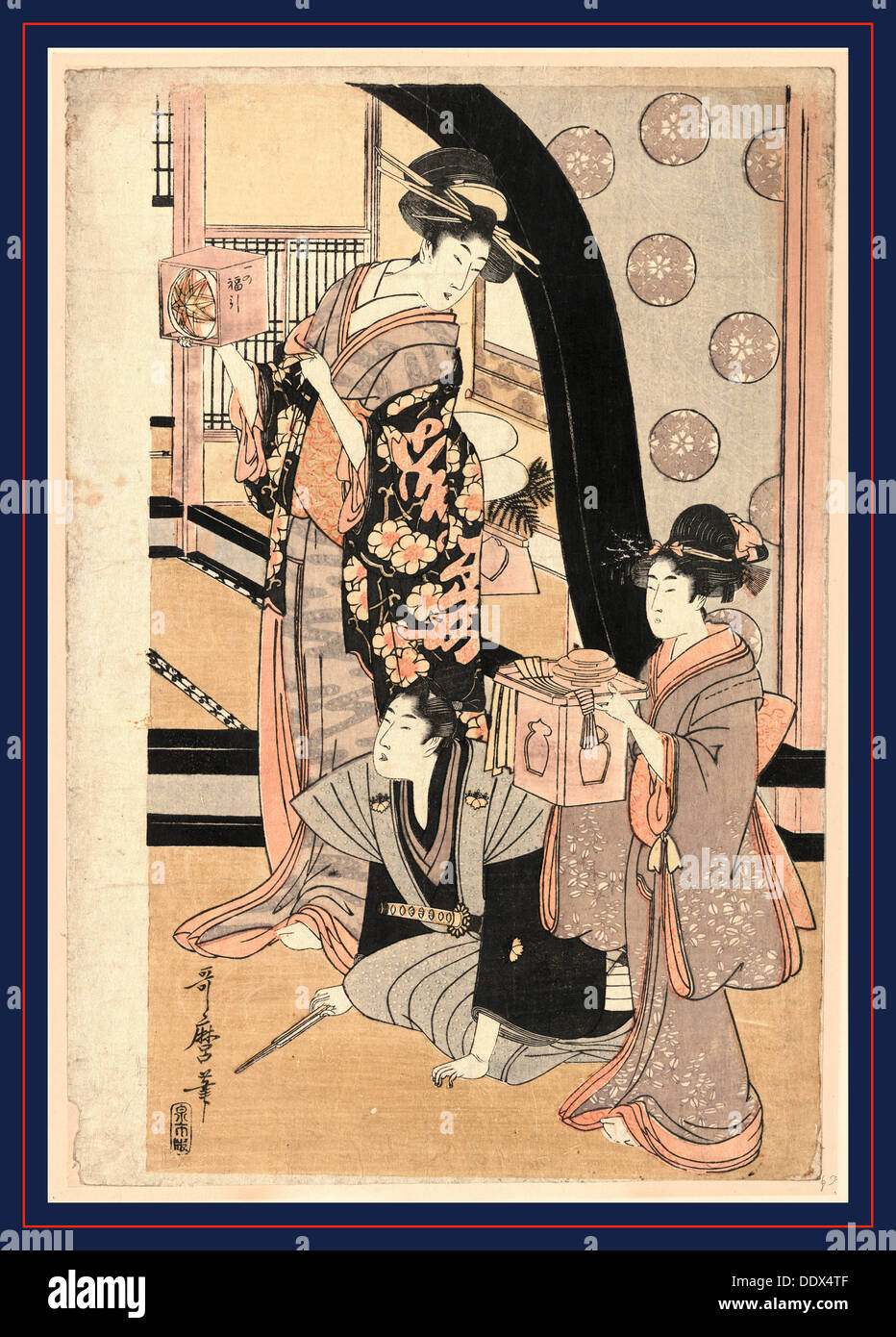 Fukubiki, Kitagawa [between 1801 and 1804, printed later], 1 print ...