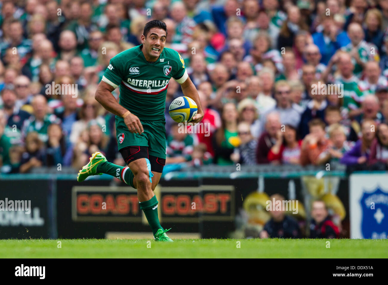 Leicester, UK. 8th Sep, 2013. Leicester's Dan Bowden makes a break ...