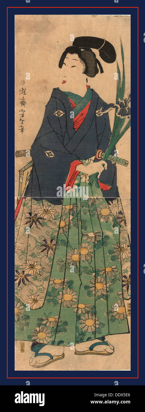Kakitsubata o matsu wakashu Young dandy carrying irises. Taiso ...