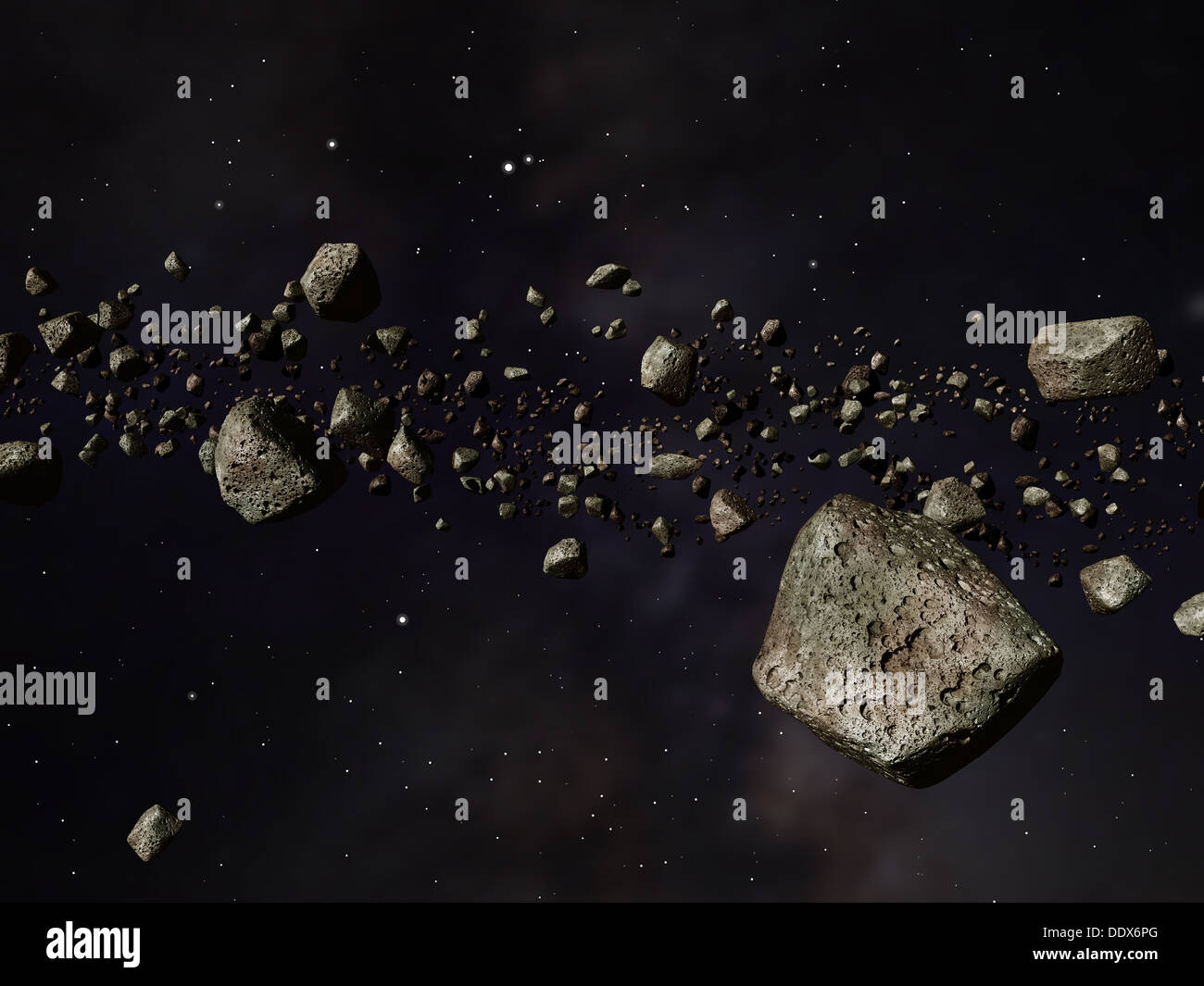 Thousands of asteroids in a far off orbit around the sun Stock Photo ...