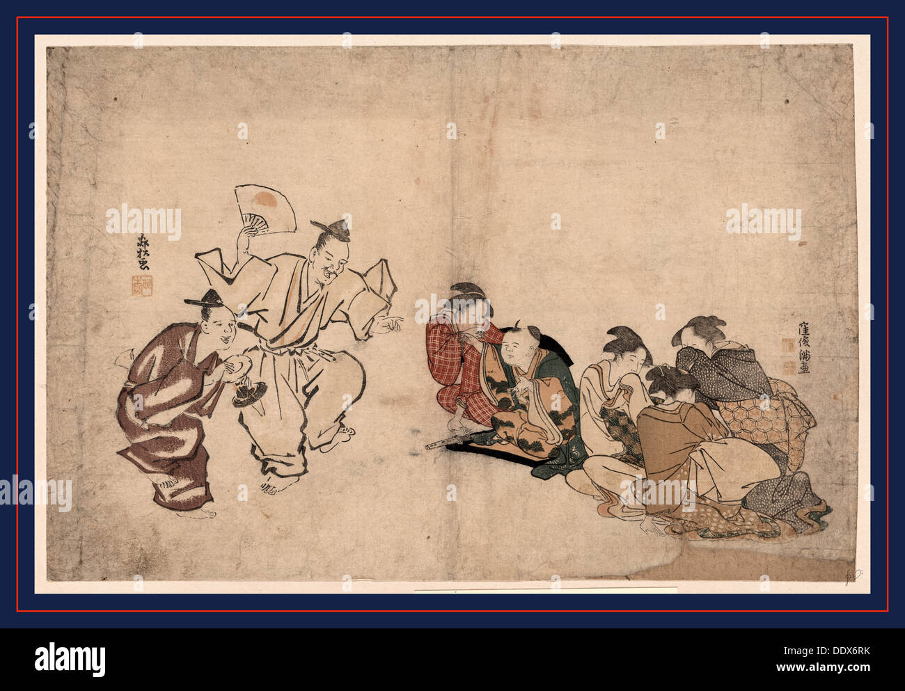 Manzai o miru josei[fujo?] to kodomo, Women and children watching a ...