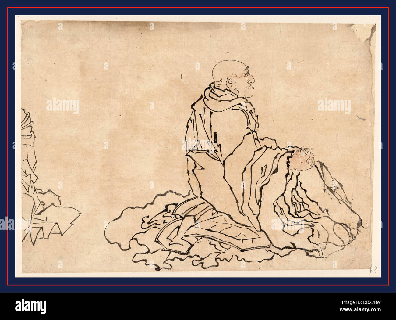 Monk drawing showing monk seated hi-res stock photography and images ...