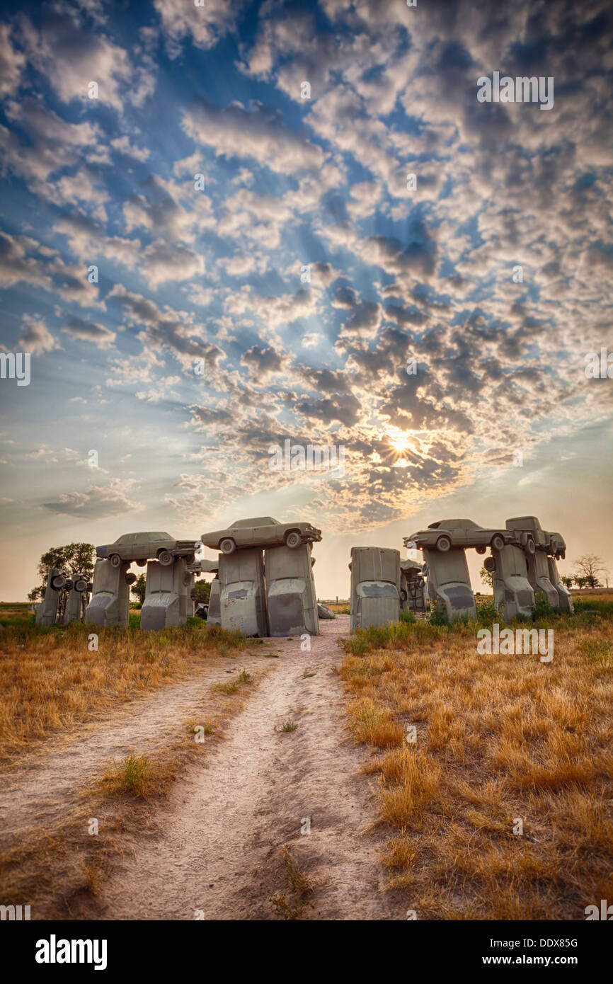 Cars arranged to replicate Stonehenge in England is called Carhenge ...