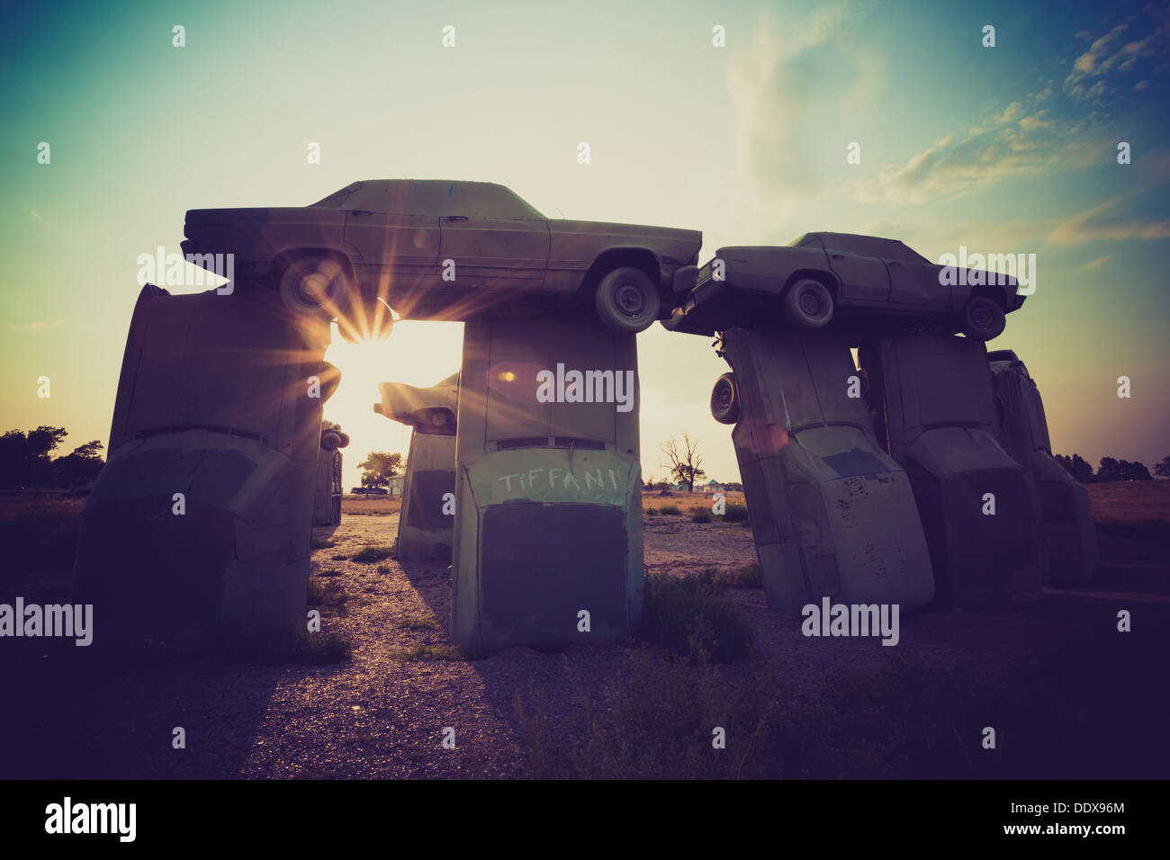 Cars arranged to replicate Stonehenge in England is called Carhenge ...