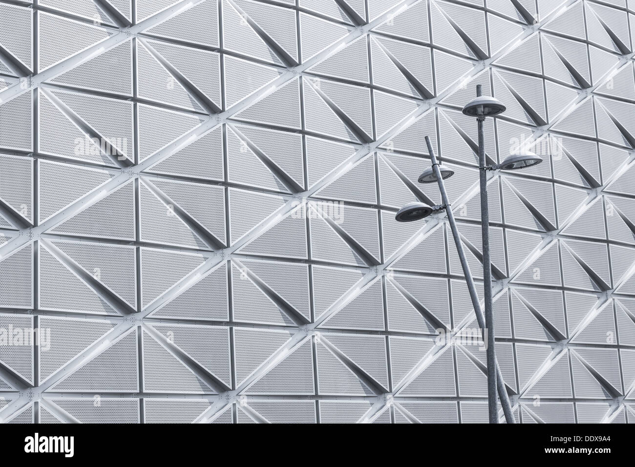 Street lights on modern architectural background. Detail of a ...