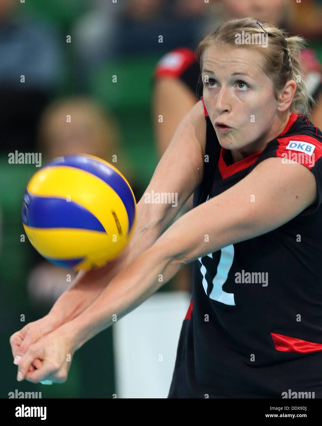 Heike Beier of Germany in action during their women's CEV Volleyball ...