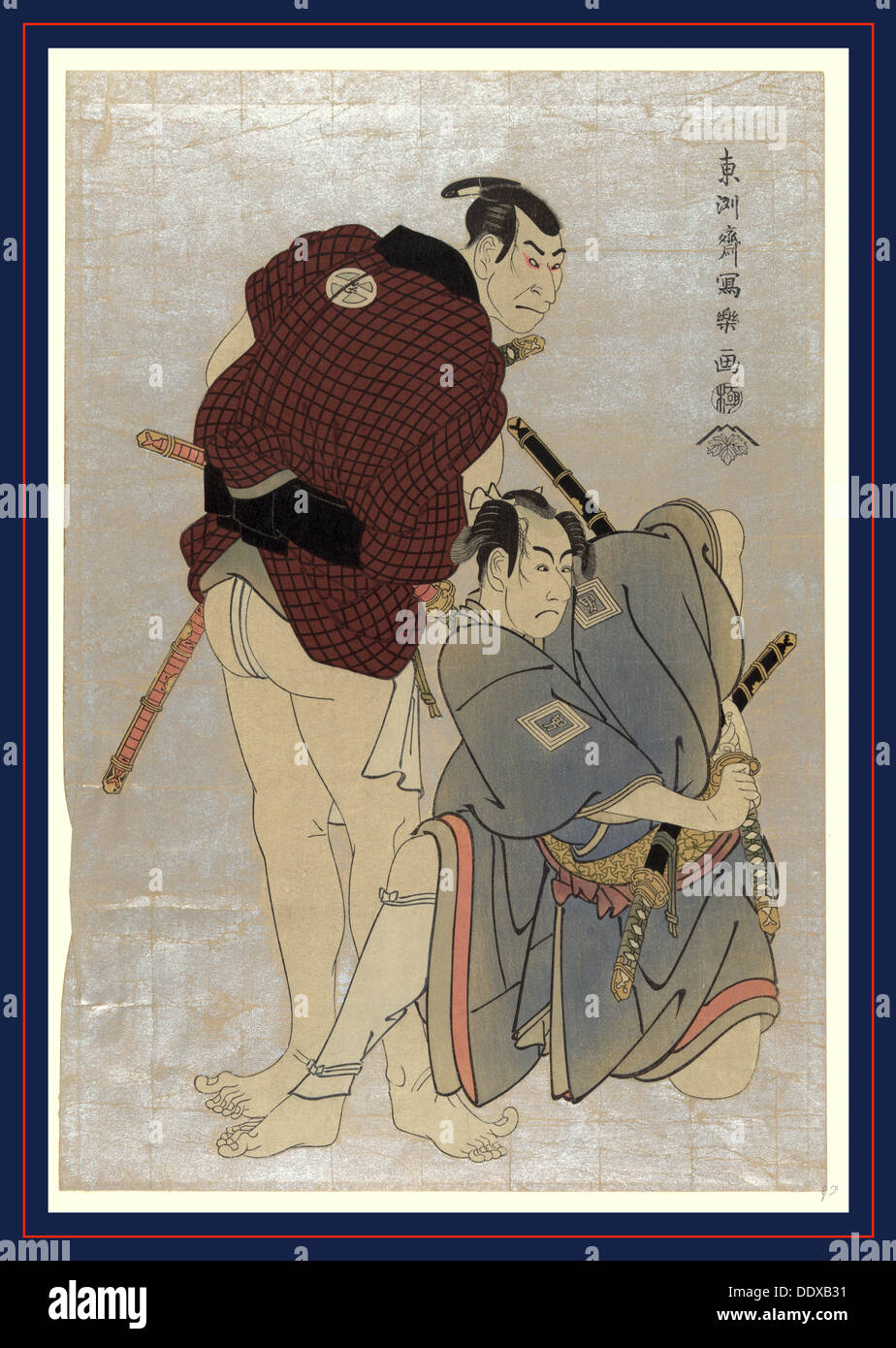 Sandaime otani oniji shodai ichikawa omezo, The actors Otani Oniji III ...