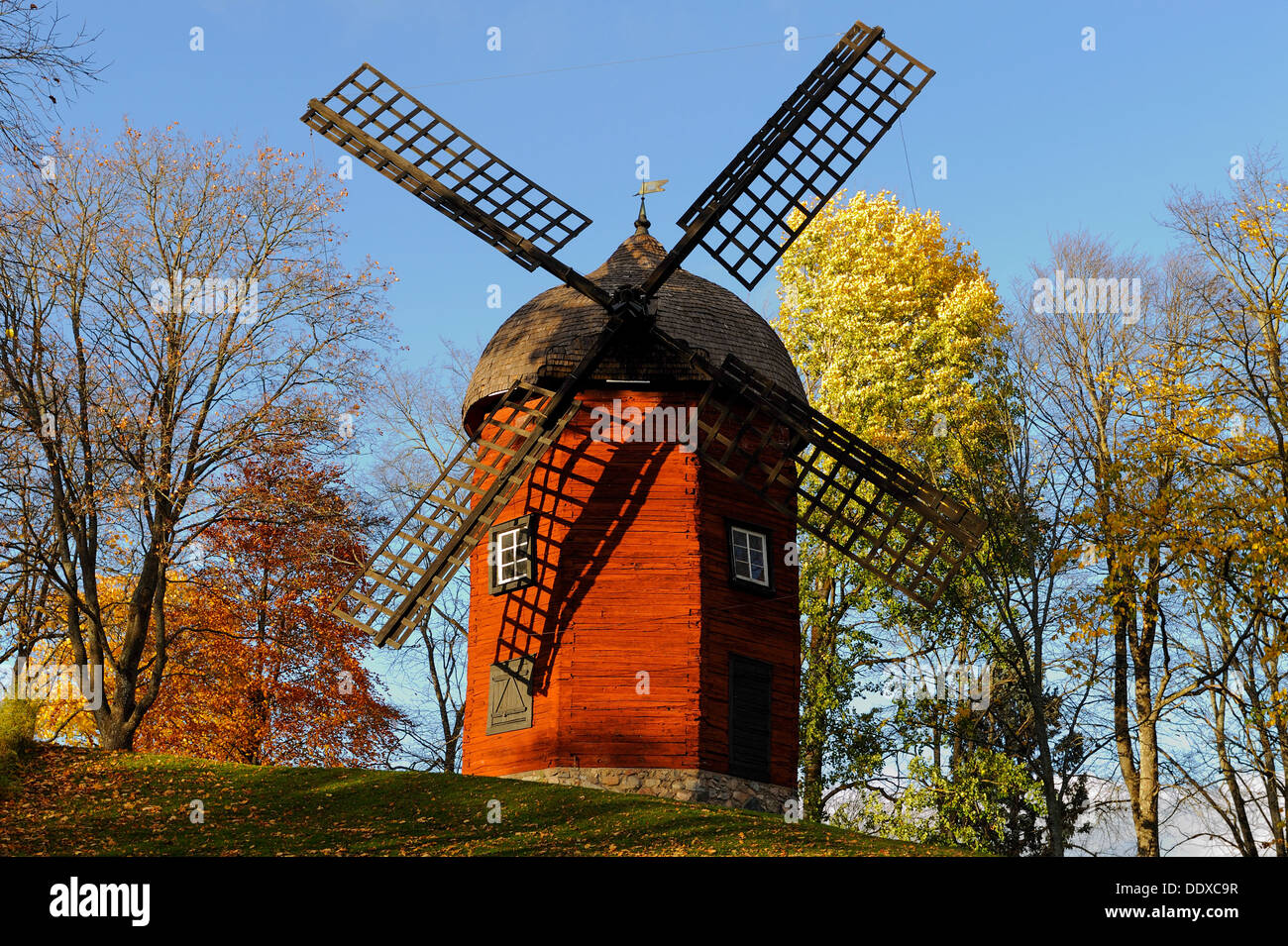 Old windmill during autumn in Sweden Stock Photo - Alamy