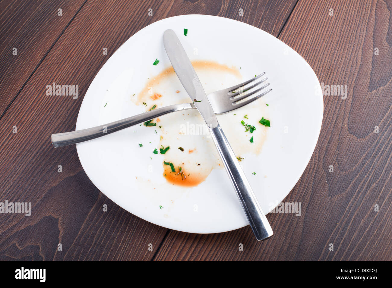 Empty plate left after dinner Stock Photo - Alamy