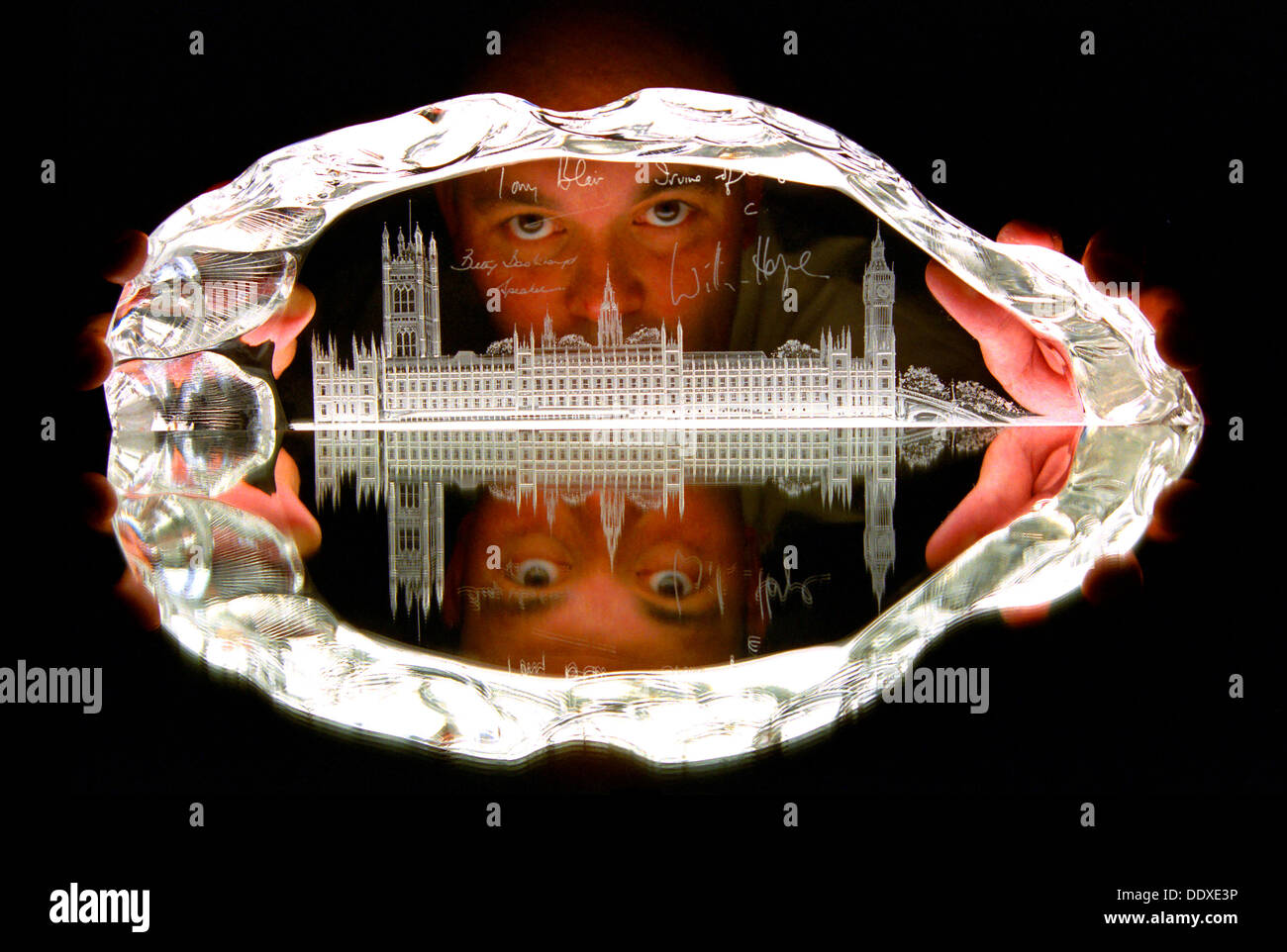 Glass iceberg engraved with the Houses of Parliament, made by ...