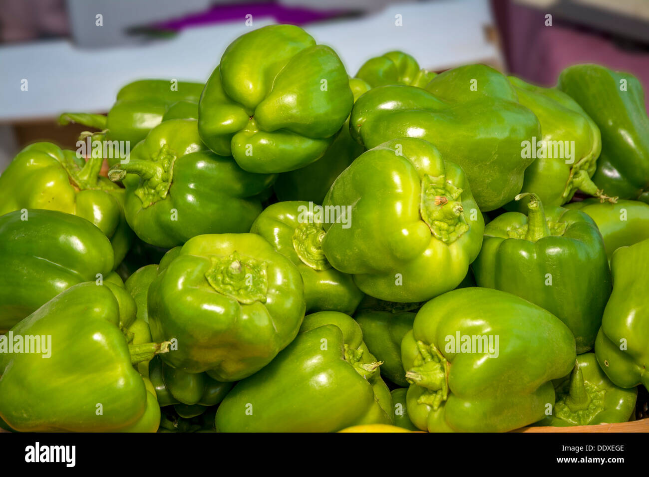 Natural organic green bell peppers Stock Photo - Alamy