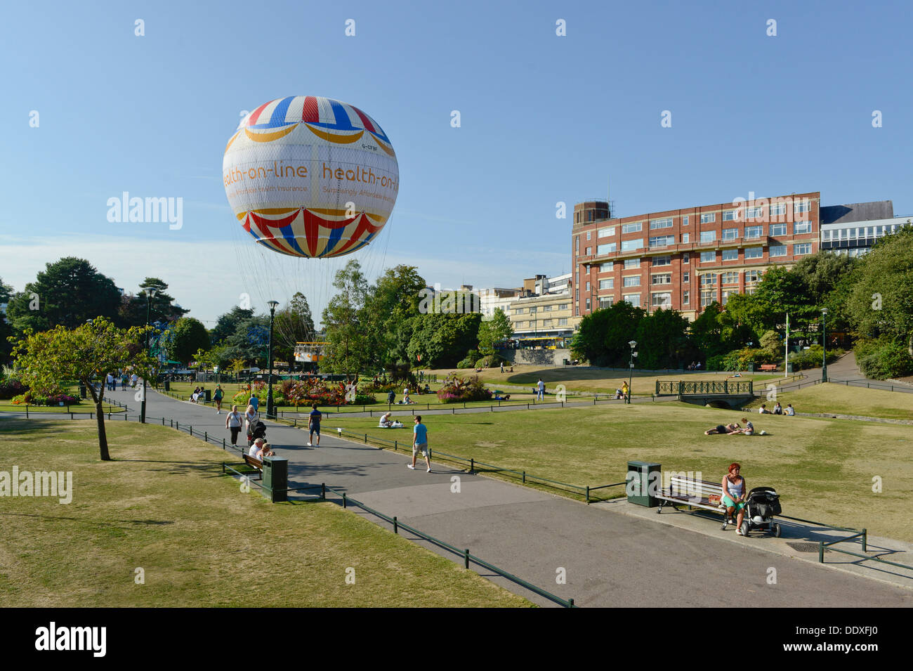 A shot of the Bournemouth Balloon in the Lower Central Gardens of the ...