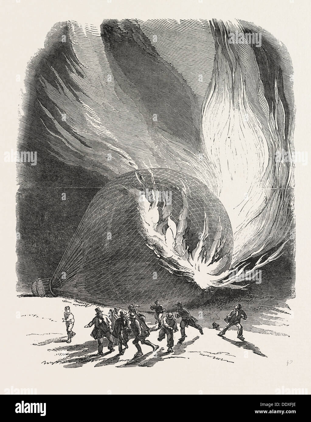 MRS. GRAHAM'S BALLOON ON FIRE. 1850 Stock Photo - Alamy