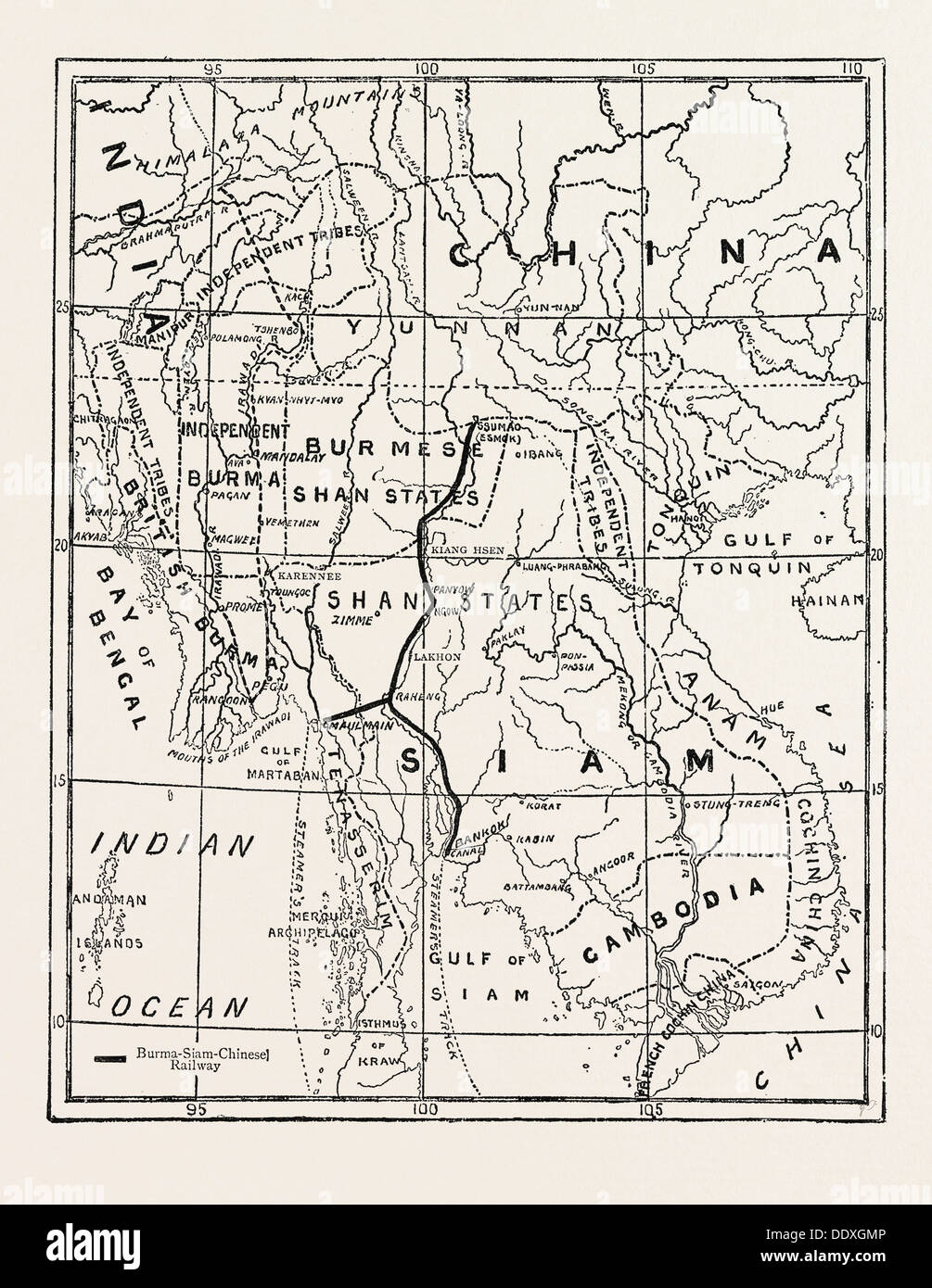 MAP OF INDO-CHINA, SHOWING BURMA AND ADJOINING COUNTRIES Stock Photo ...