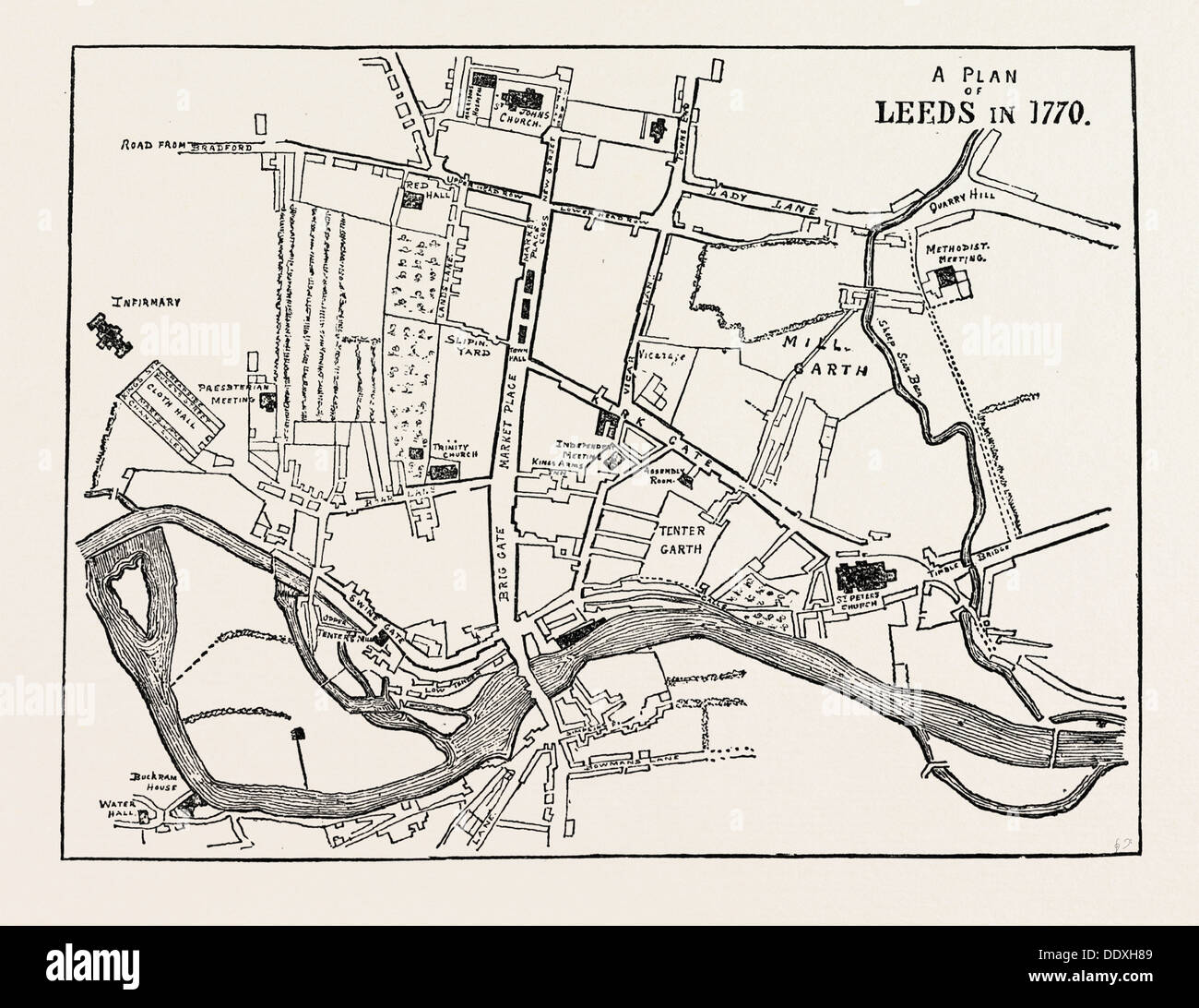 A PLAN OF LEEDS IN 1770, UK Stock Photo - Alamy