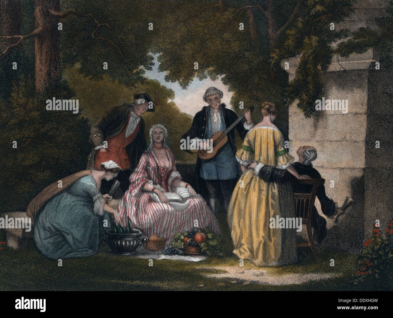 wine, music, party, in the garden, wine bottles, grapes, fruit basket ...