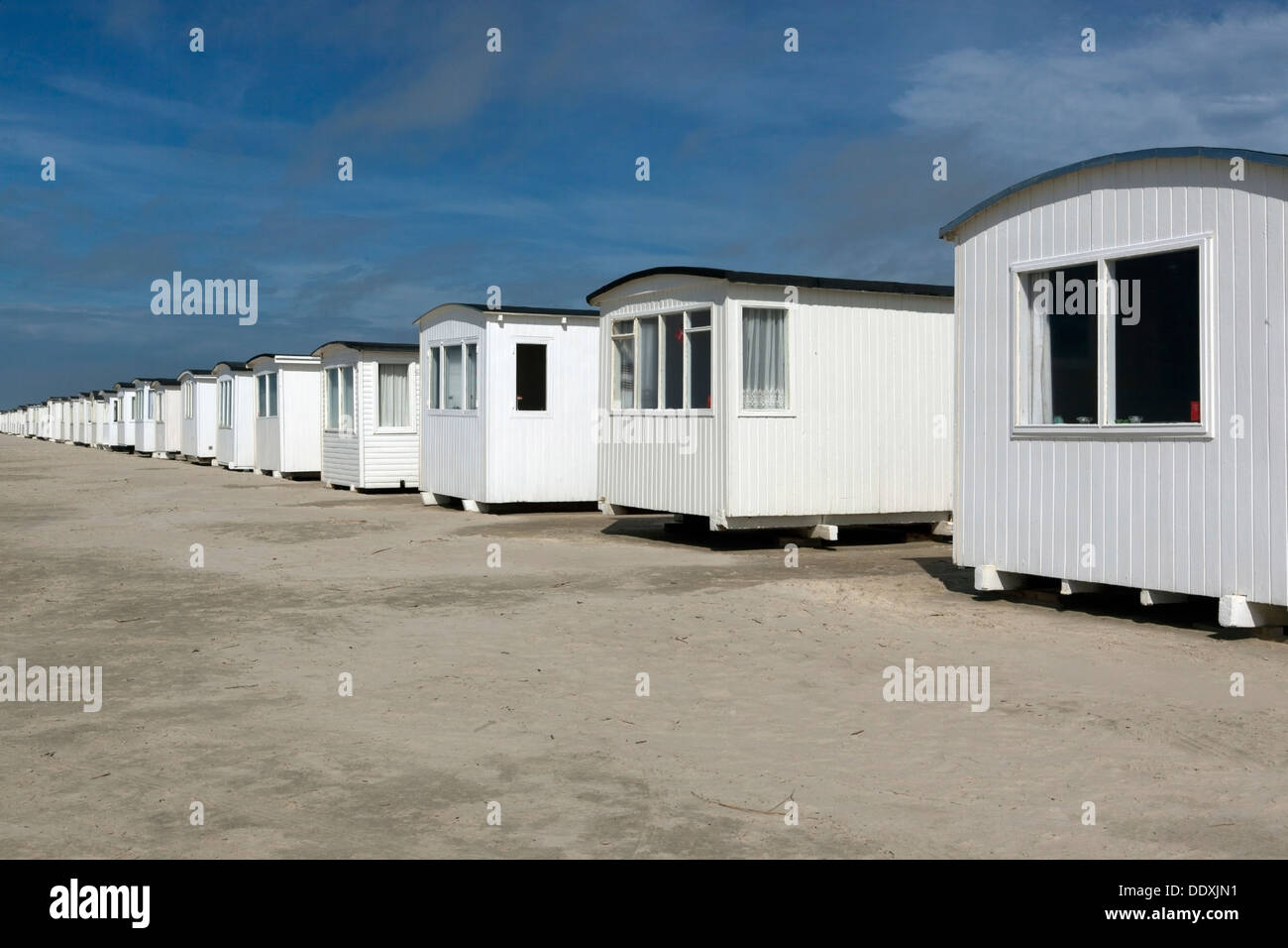 Bathhouses at the Danish west coast near Loekken. Denmark Stock Photo ...