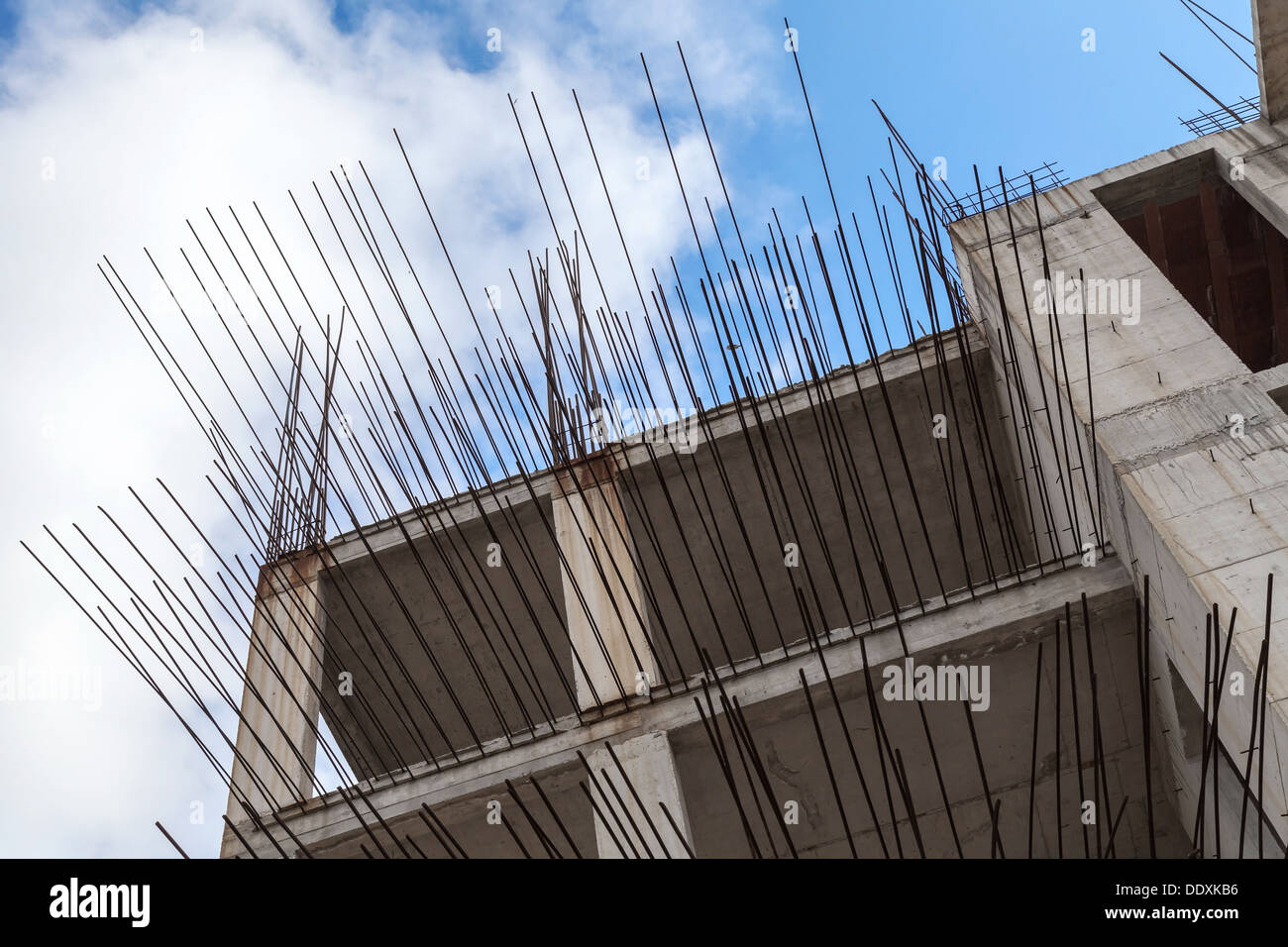 Modern building under construction, fragment with concrete walls and ...