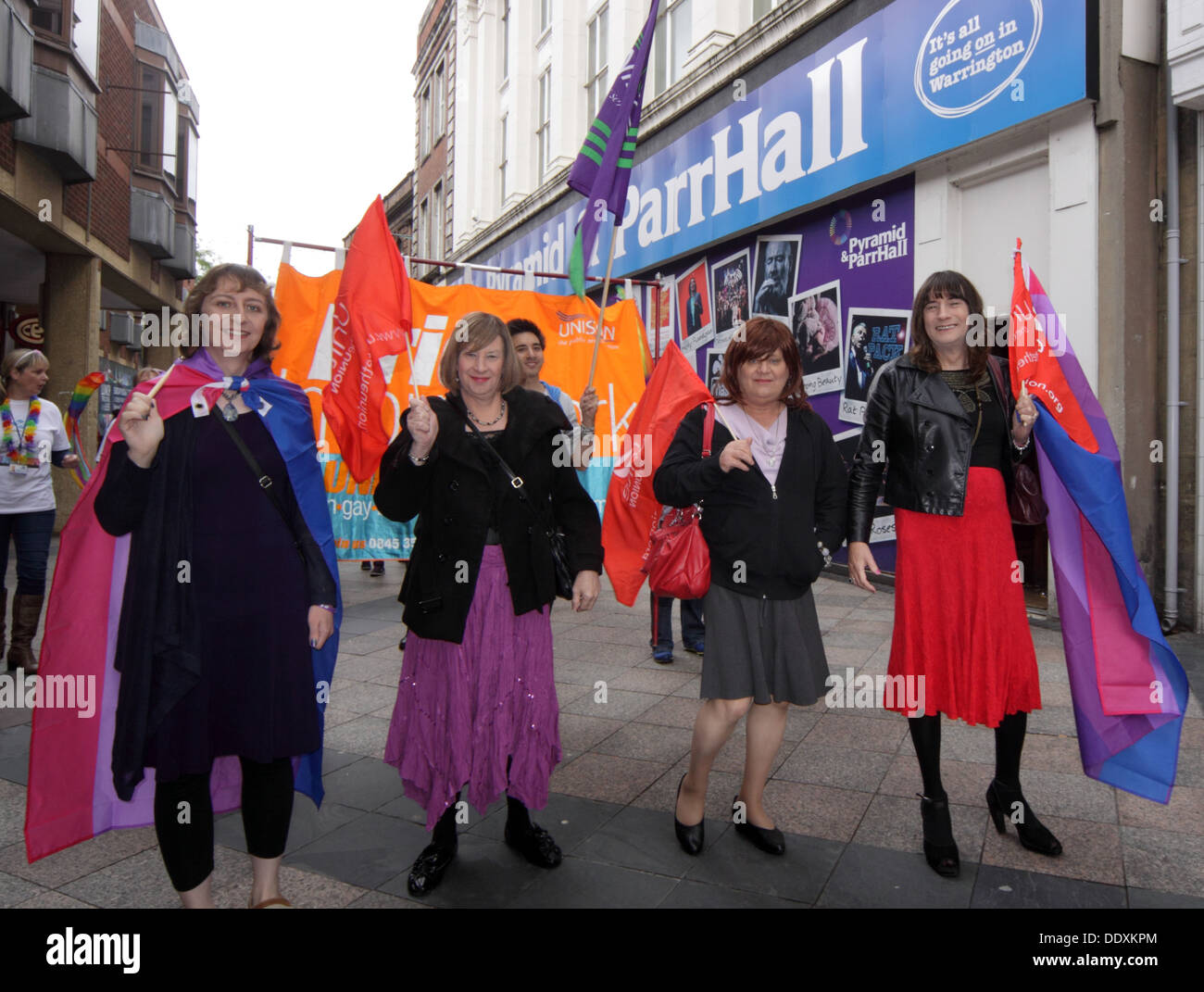 Transvestites at Warrington Pride, Sankey St, September 2013 Cheshire ...