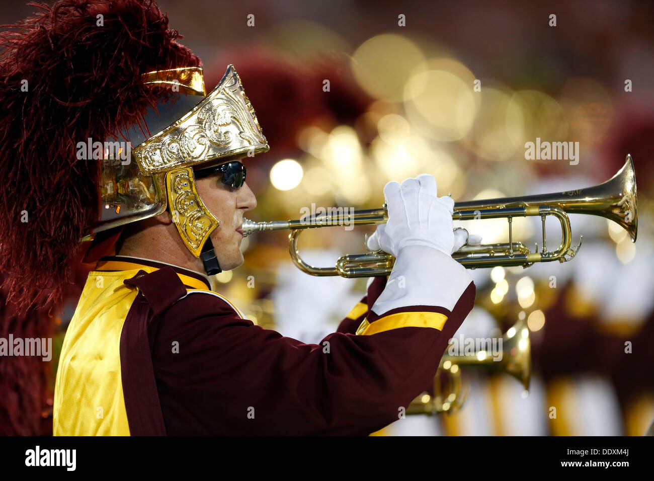 Los Angeles, USA. 7th Sep, 2013. USC Trojans marching band in action ...