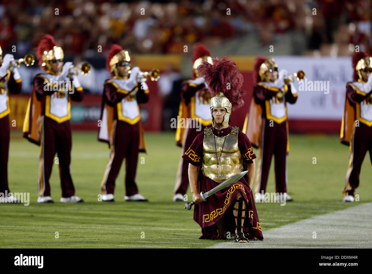 Los Angeles, USA. 7th Sep, 2013. USC Trojans marching band in action ...