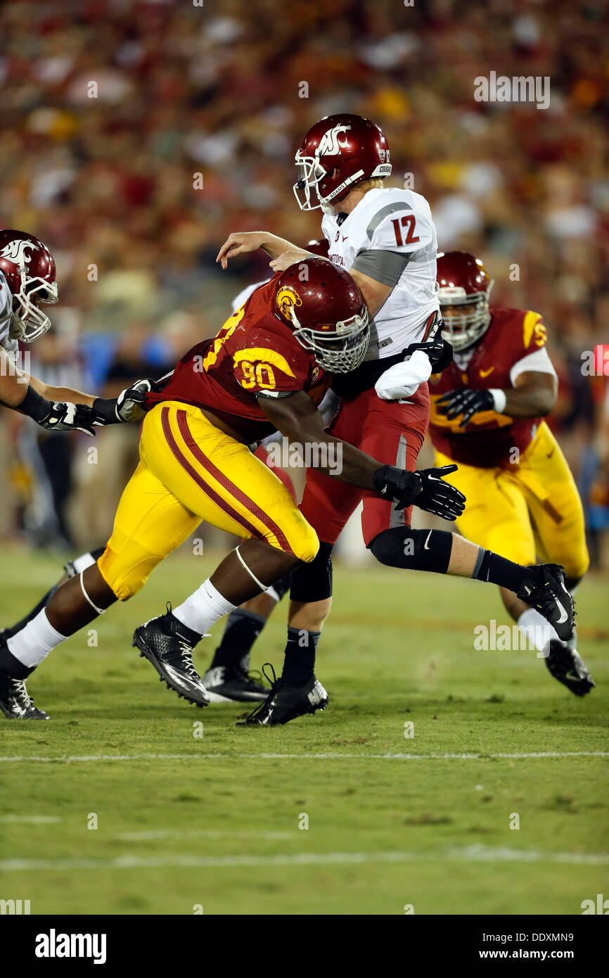 Los Angeles, USA. 7th Sep, 2013. USC Trojans defensive end George Uko ...