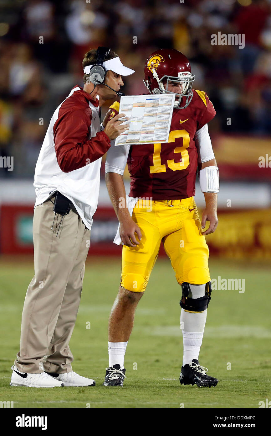 Los Angeles, USA. 7th Sep, 2013. USC Trojans head coach Lane Kiffin and ...