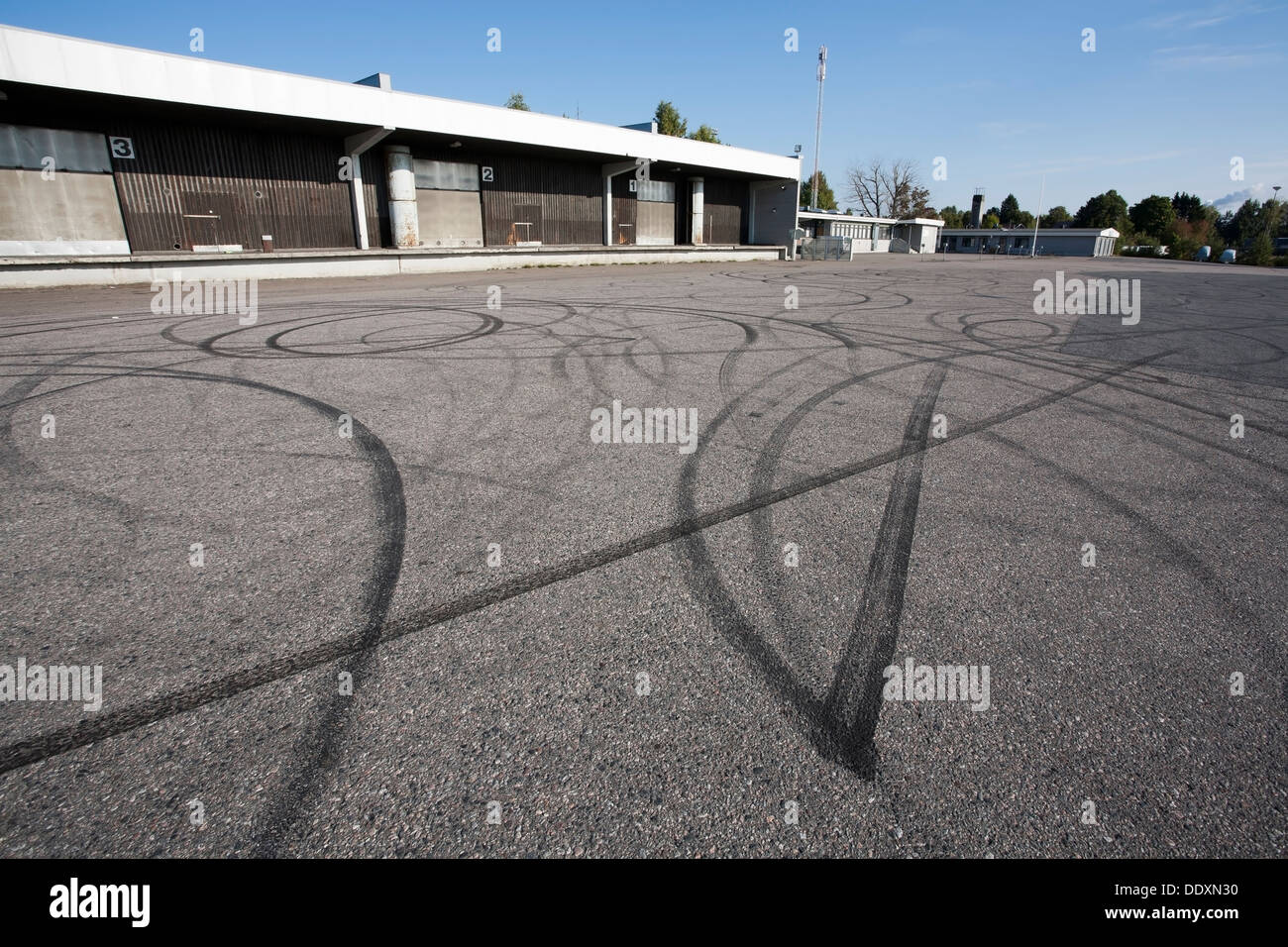 skid marks on tarmac, Finland Stock Photo - Alamy