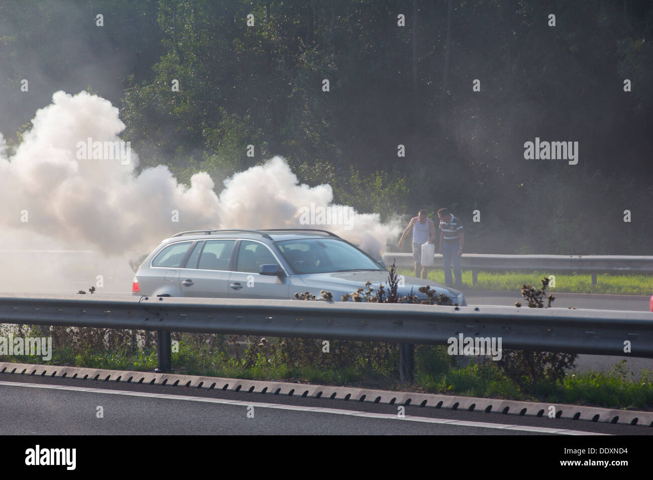 A car on fire on the Eastbound carriageway of the M4 approaching ...