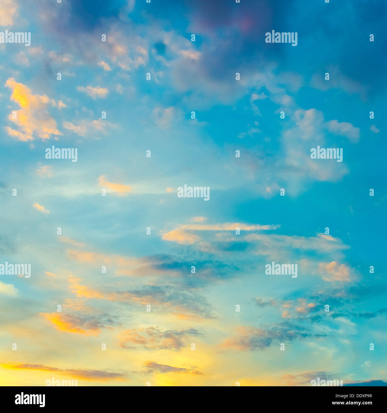 Bright Blue Color Sunset Sky Stock Photo - Alamy