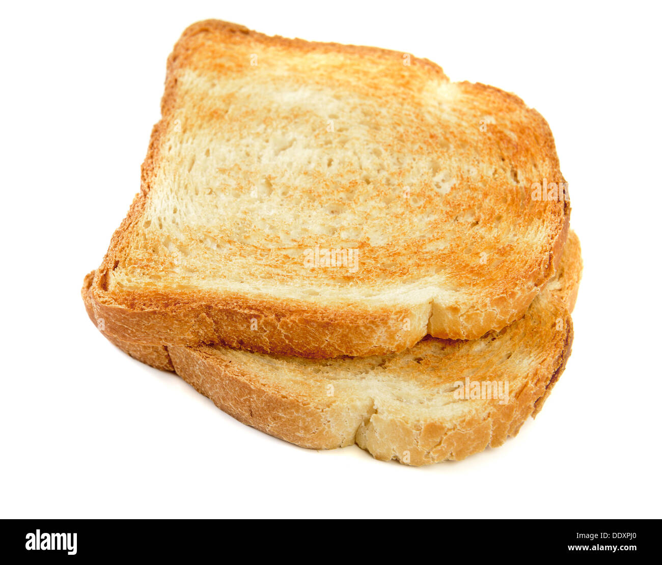Pair toasted bread slices isolated over white Stock Photo - Alamy